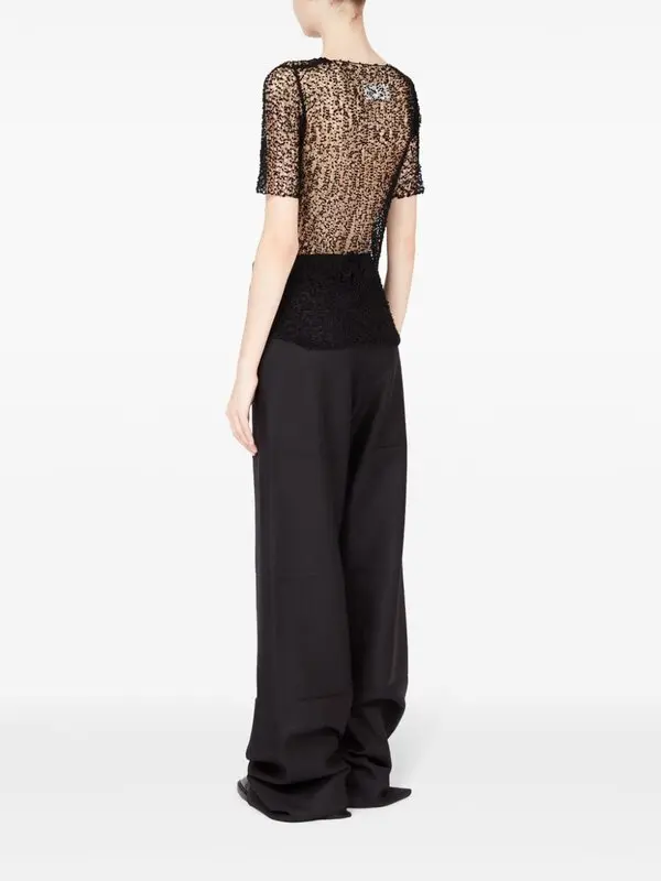 MAISON MARGIELA Dot-embroidered Semi-sheer Top