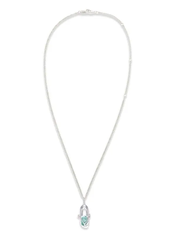 CAPSULE ELEVEN Aquamarine Statement Pendant Necklace - Silver