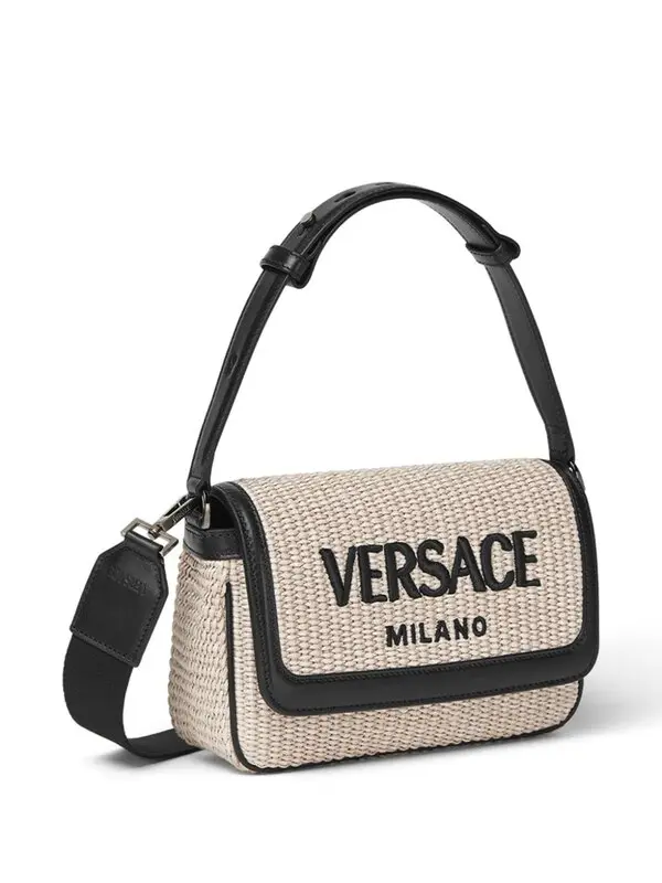 Versace Milano Raffia Cross Body Bag - Neutrals