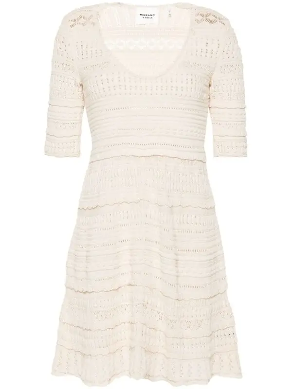 MARANT ETOILE Jumi Crochet-knit Mini Dress - Neutrals