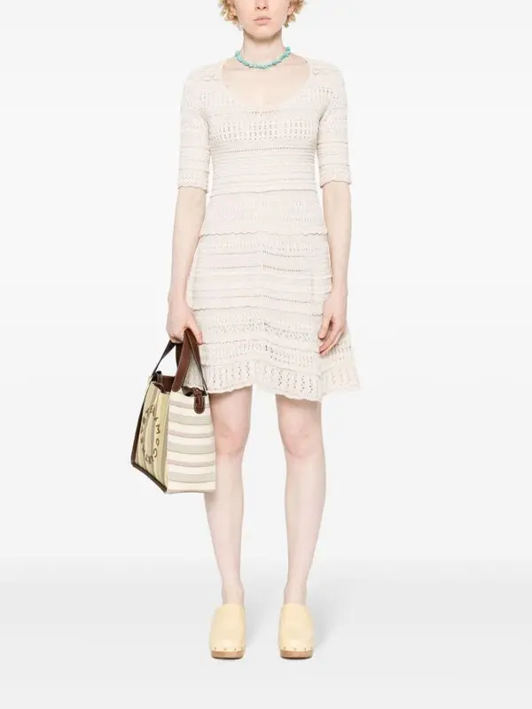 MARANT ETOILE Jumi Crochet-knit Mini Dress - Neutrals