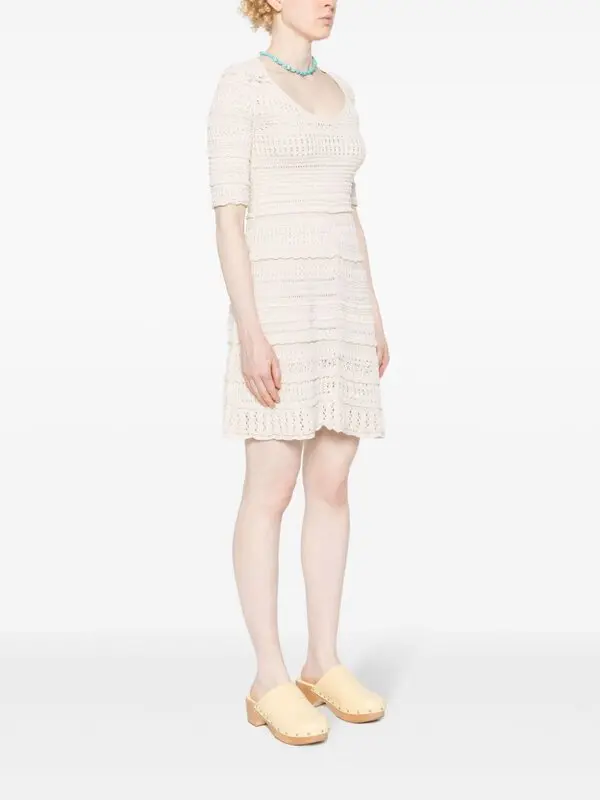 MARANT ETOILE Jumi Crochet-knit Mini Dress - Neutrals