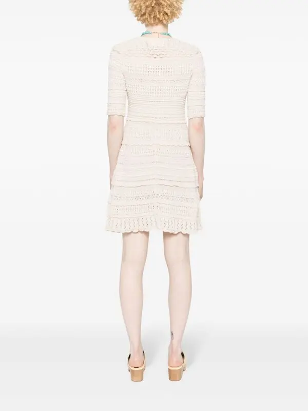 MARANT ETOILE Jumi Crochet-knit Mini Dress - Neutrals