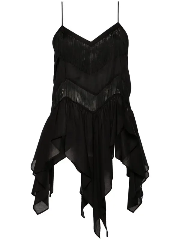 Pinko Fringed Draped Top - Black