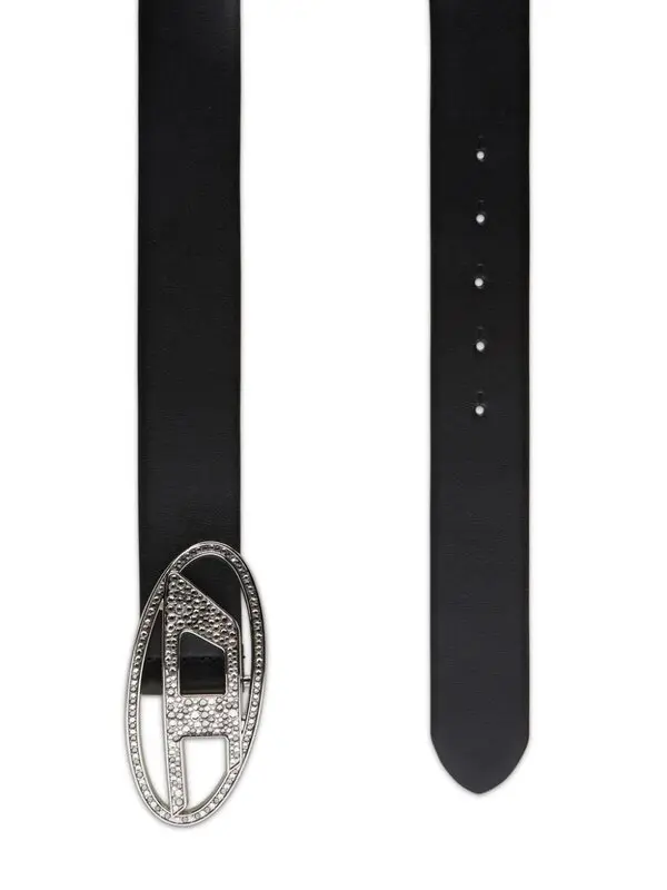 DIESEL® B-1dr Strass Leather Belt - Black