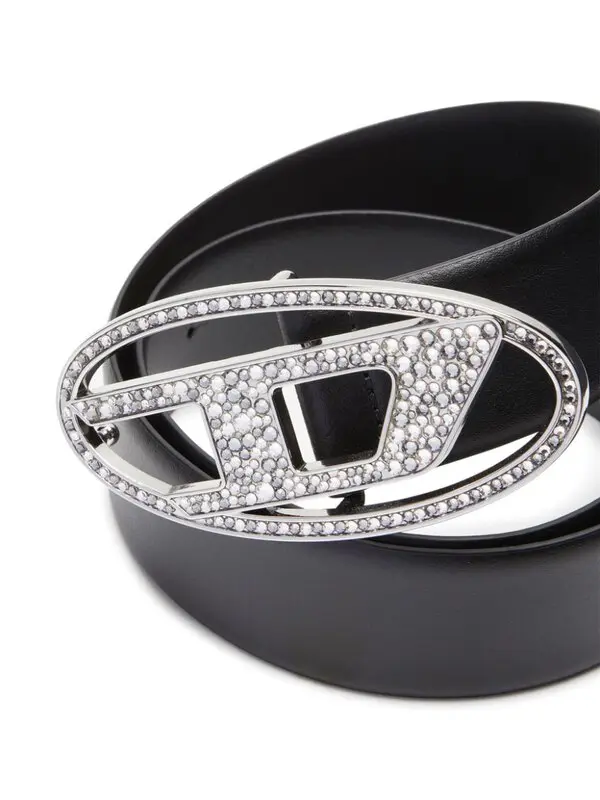 DIESEL® B-1dr Strass Leather Belt - Black