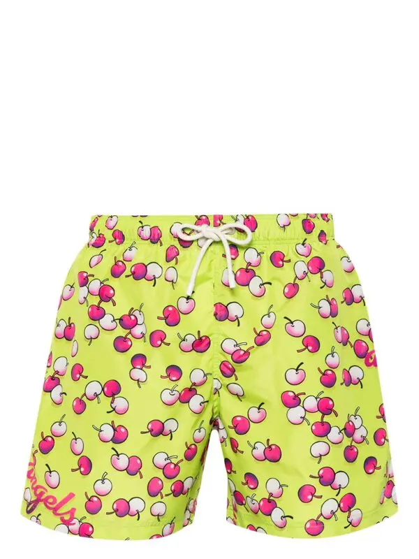 Palm Angels Cherry-print Swimming Shorts - Green