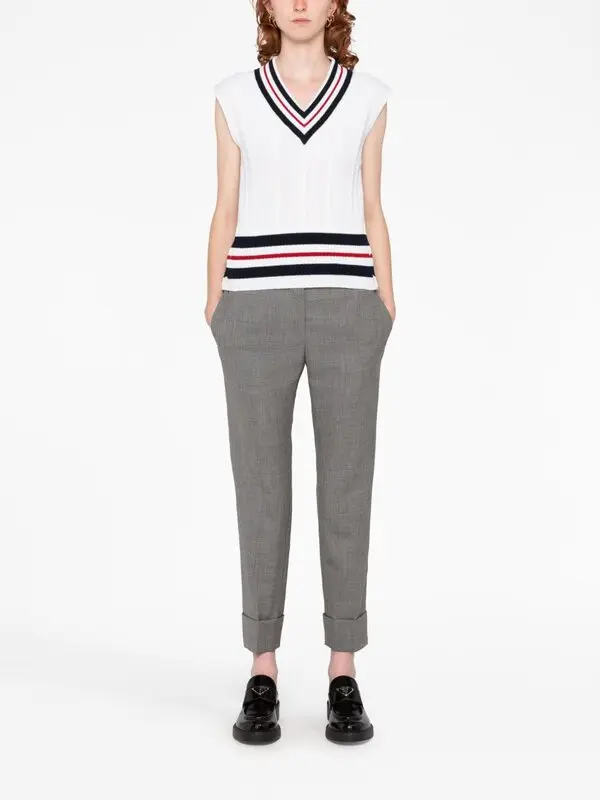 Thom Browne Rwb-stripe Cashmere Top