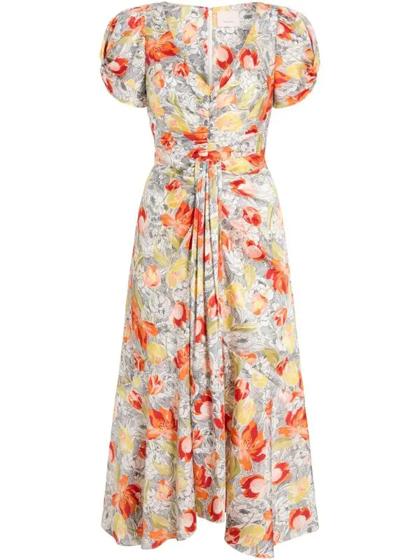 Cinq À Sept Walker Floral-print Midi Dress - Neutrals