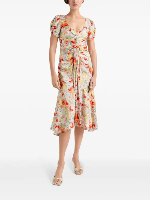 Cinq À Sept Walker Floral-print Midi Dress - Neutrals