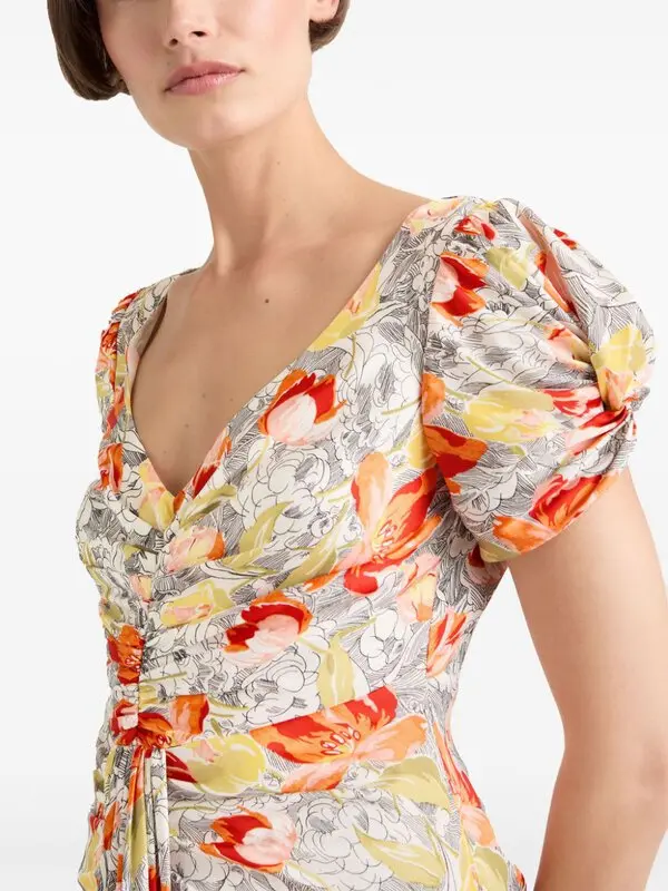 Cinq À Sept Walker Floral-print Midi Dress - Neutrals
