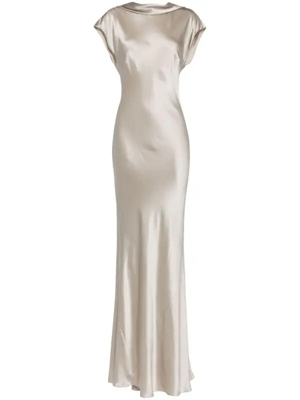 Michelle Mason Backless Silk Gown - Grey
