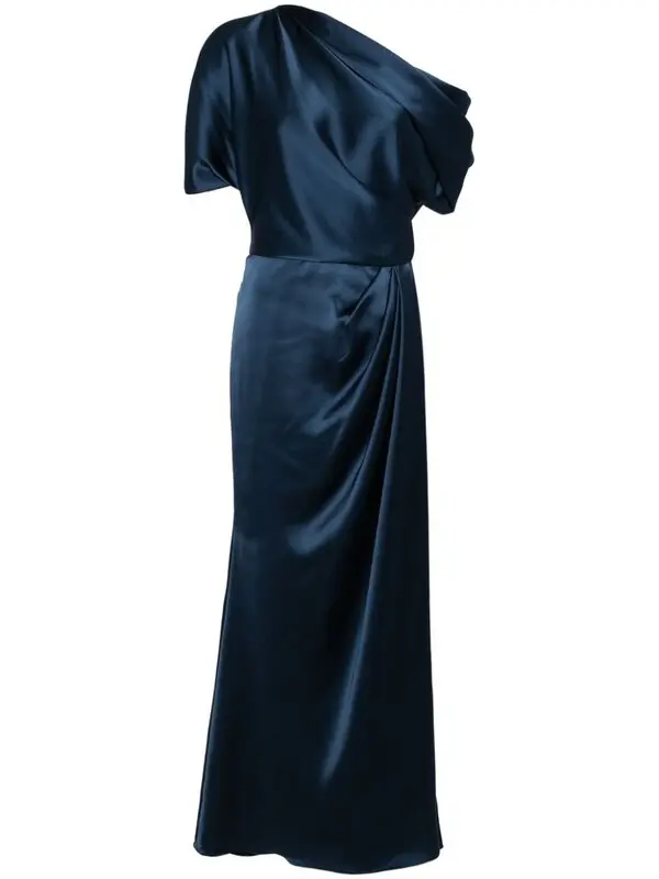 Amsale Off-Shoulder Draped Gown Green 25% Off Editorialist