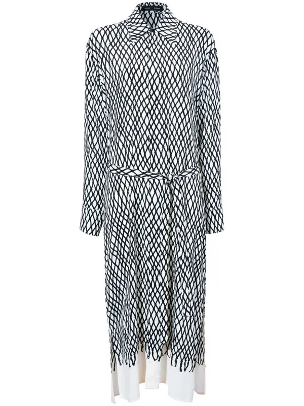 Proenza Schouler Abstract-print Midi Shirt Dress - White