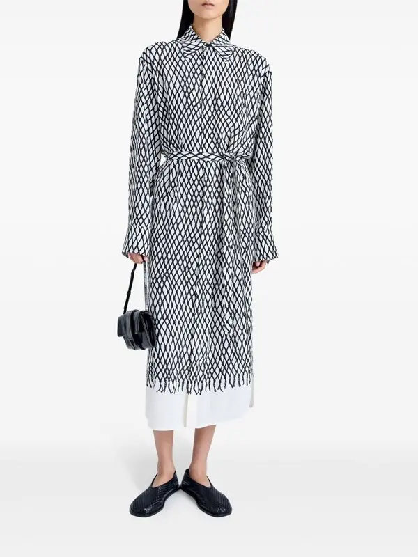 Proenza Schouler Abstract-print Midi Shirt Dress - White