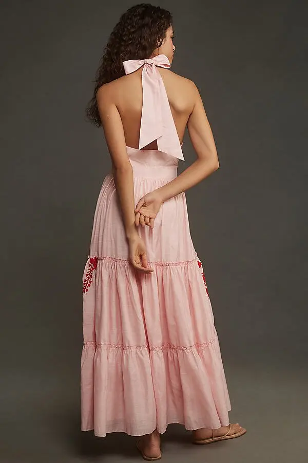 let me be embroidered dress Lane Embroidered Midi Dress in Cream main image 0