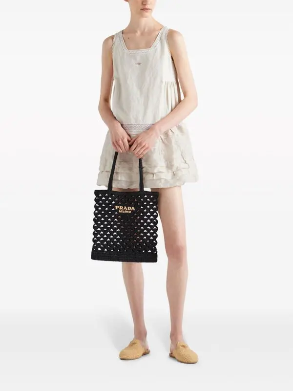 Prada Linen And Antique Silk Mini Dress - Neutrals | Editorialist