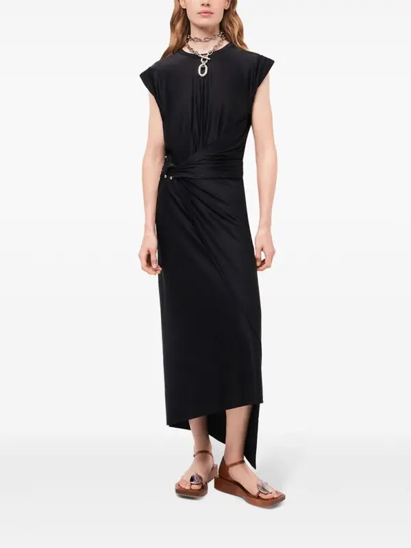 Rabanne Gathered-detail Draped Midi Dress - Black