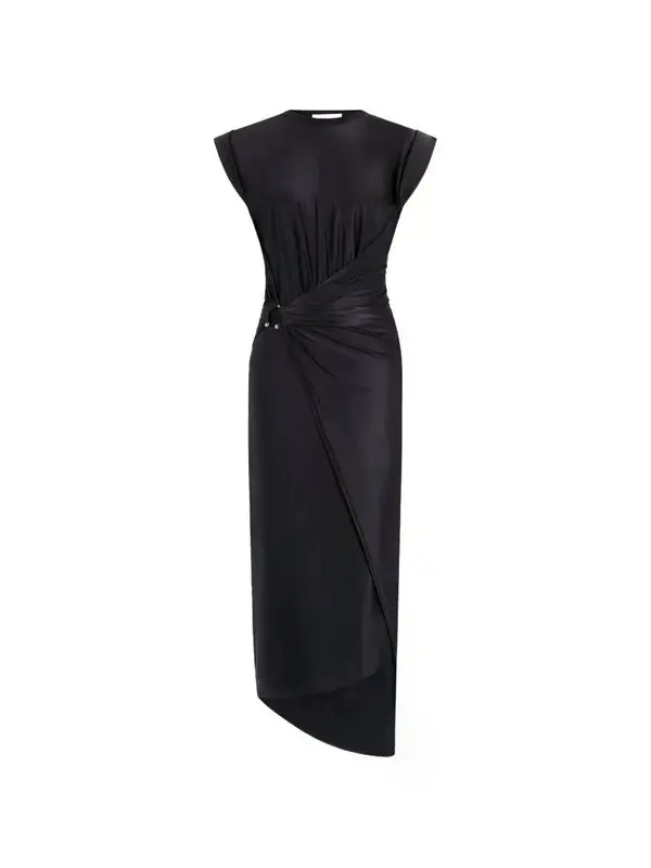 Rabanne Gathered-detail Draped Midi Dress - Black