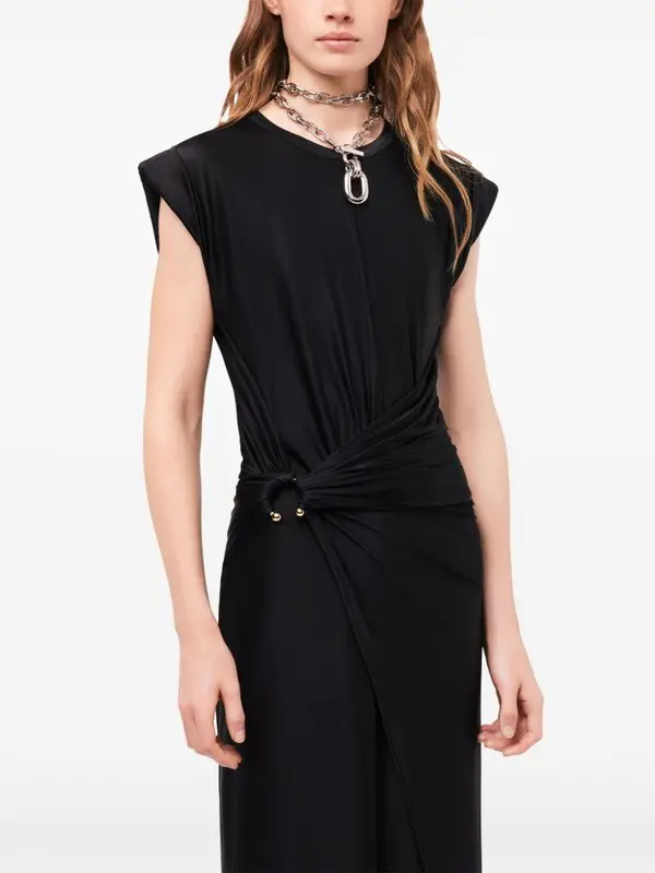 Rabanne Gathered-detail Draped Midi Dress - Black