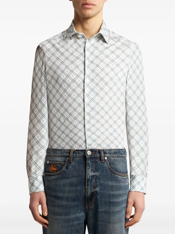Etro Micro-paisley Check Shirt - White