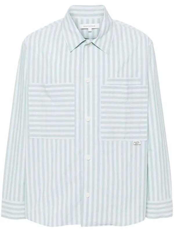Maison Kitsuné Striped Cotton Shirt - Blue