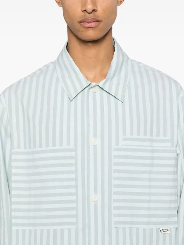 Maison Kitsuné Striped Cotton Shirt - Blue