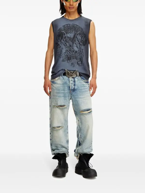 Diesel® T-Bisco-Q1 Logo-Print Tank Top In Blue - 64% Off