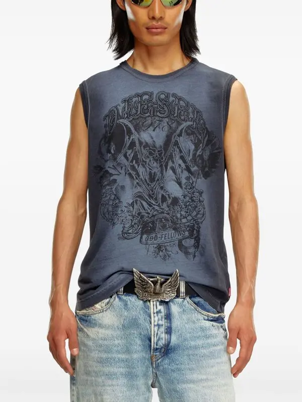 【DIESEL】T-Bisco-Q1 完売品 ディーゼル タンクトップ Diesel® T-Bisco-Q1 Logo-Print Tank Top In Blue - 64% Off
