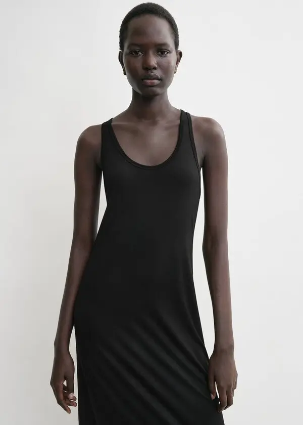 Toteme Scoop-Neck Viscose Jersey Dress - Black | Editorialist