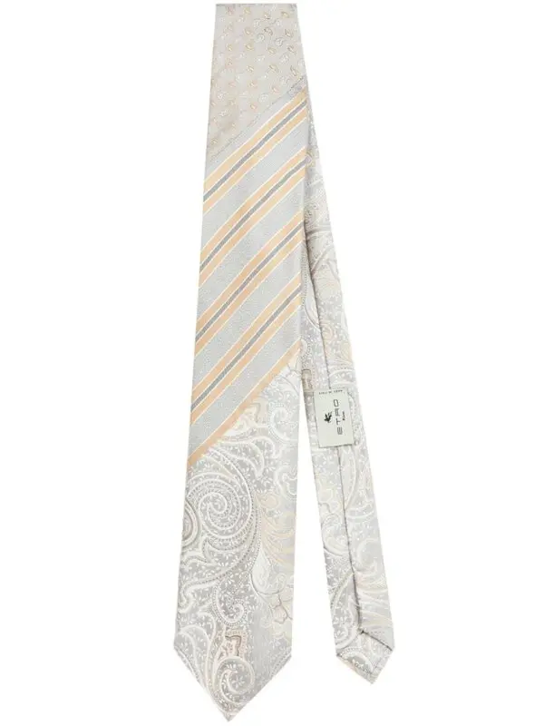 Etro Silk Jacquard Neck Tie - Neutrals