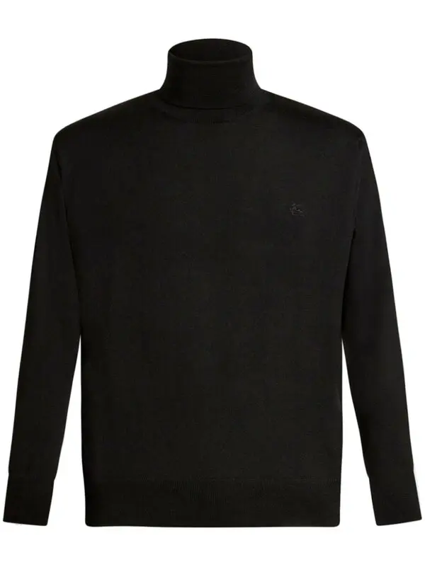 Etro Pegaso-appliqué Wool Jumper - Black