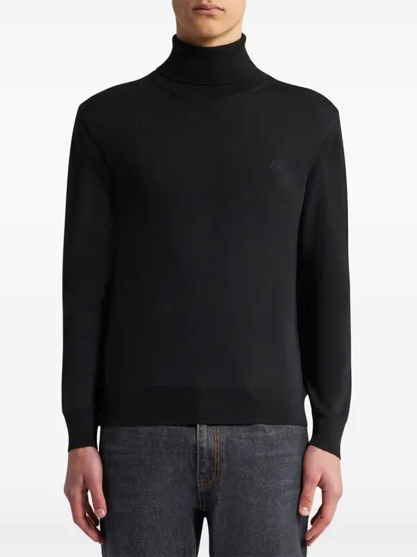 Etro Pegaso-appliqué Wool Jumper - Black