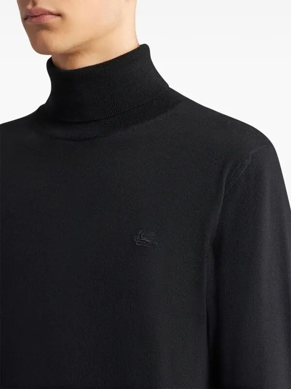 Etro Pegaso-appliqué Wool Jumper - Black