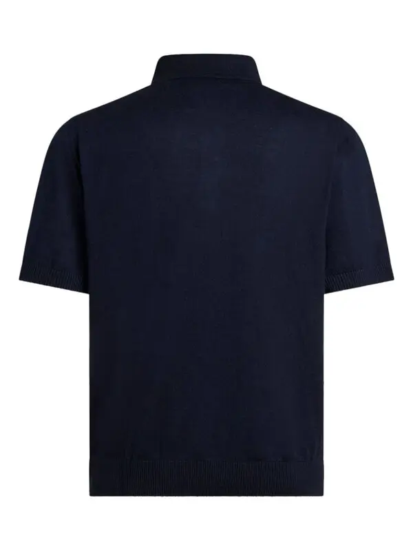 Etro Logo-embroidered Knitted Polo Shirt - Blue