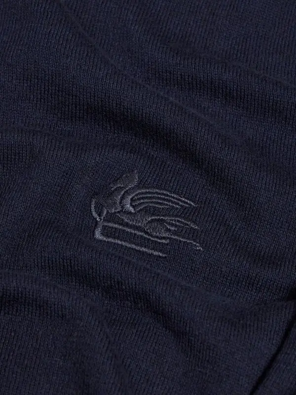Etro Logo-embroidered Knitted Polo Shirt - Blue