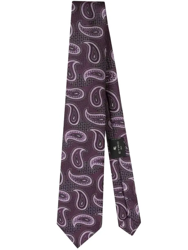 Etro Paisley-jacquard Silk Neck Tie - Purple