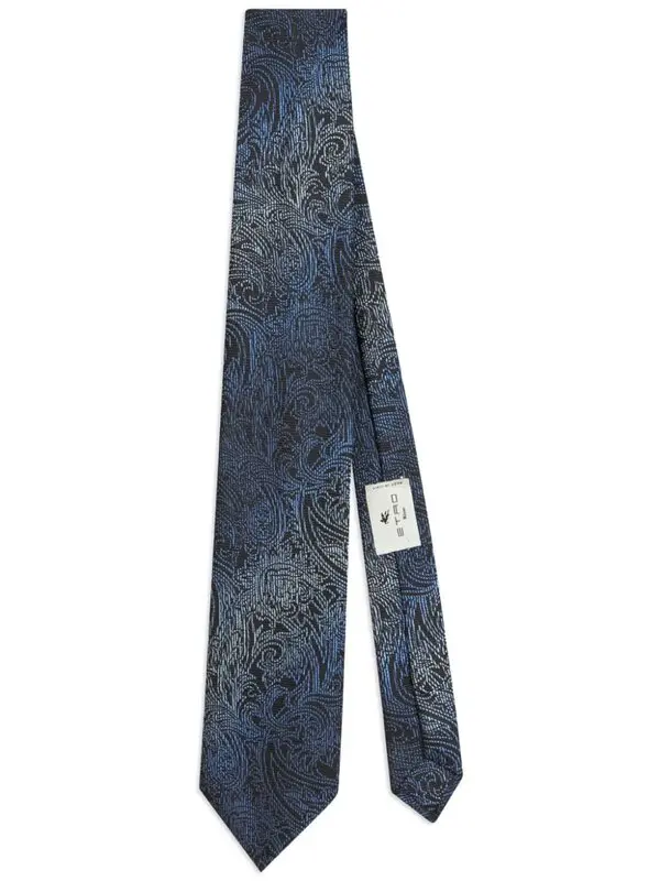 Etro Jacquard Print Silk Neck Tie - Blue