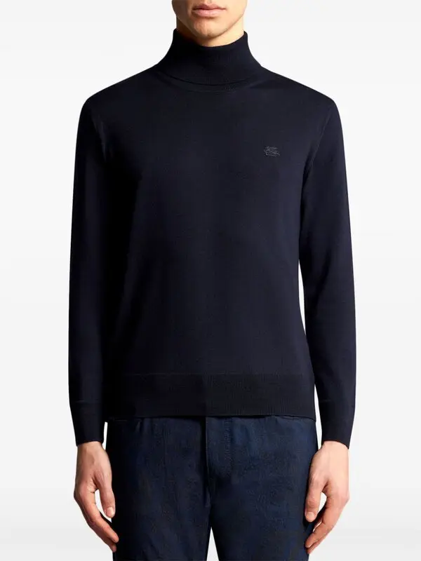 Etro Pegaso-embroidered Wool Jumper - Blue