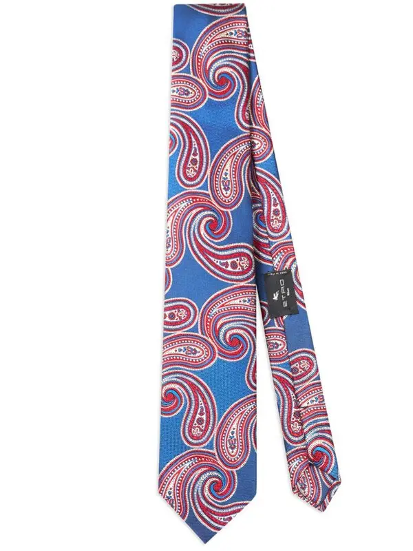 Etro Paisley-jacquard Silk Tie - Blue