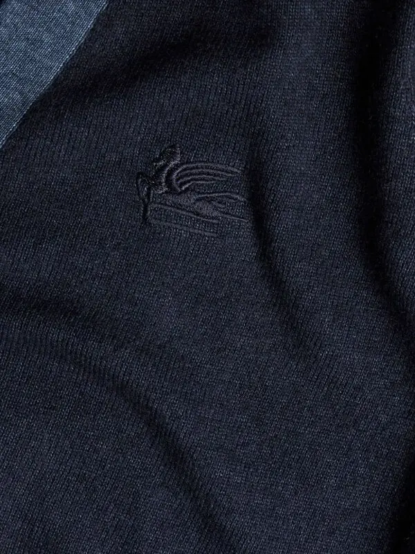 Etro Pegaso-embroidered Wool Cardigan - Blue