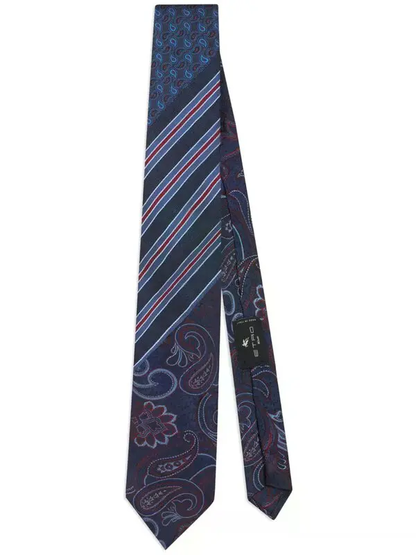 Etro Paisley Jacquard Silk Neck Tie - Blue