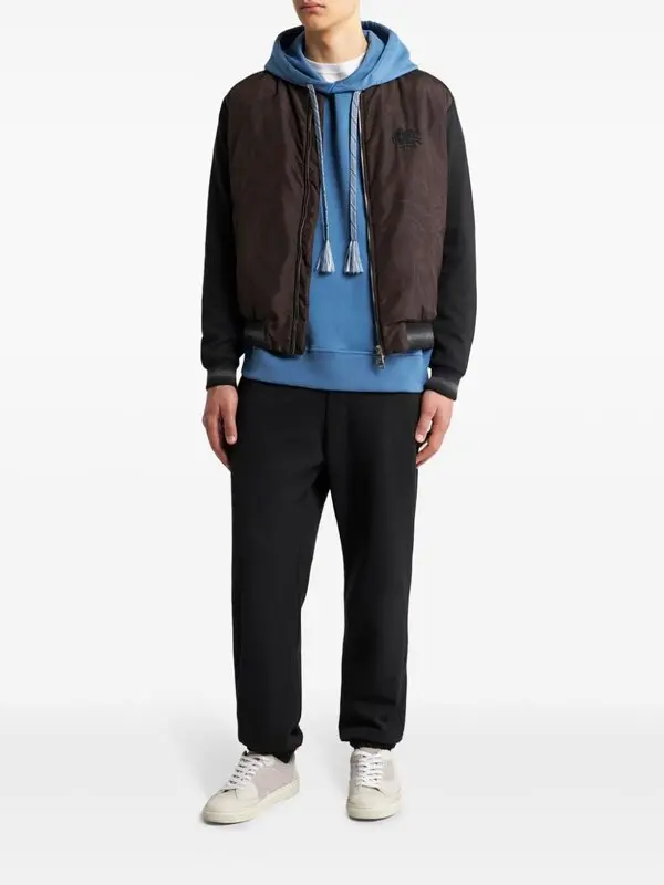 Etro Pegaso Embroidered Drawstring Hoodie - Blue