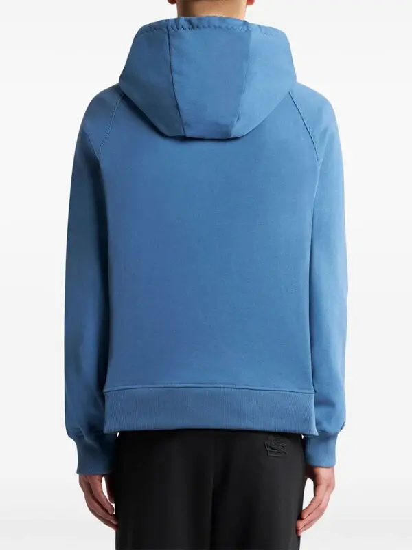 Etro Pegaso Embroidered Drawstring Hoodie - Blue