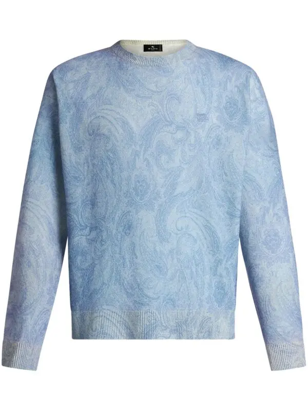 Etro Paisley Intarsia-knit Jumper - Blue