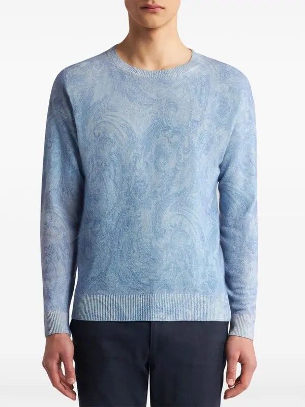 Etro Paisley Intarsia-knit Jumper - Blue