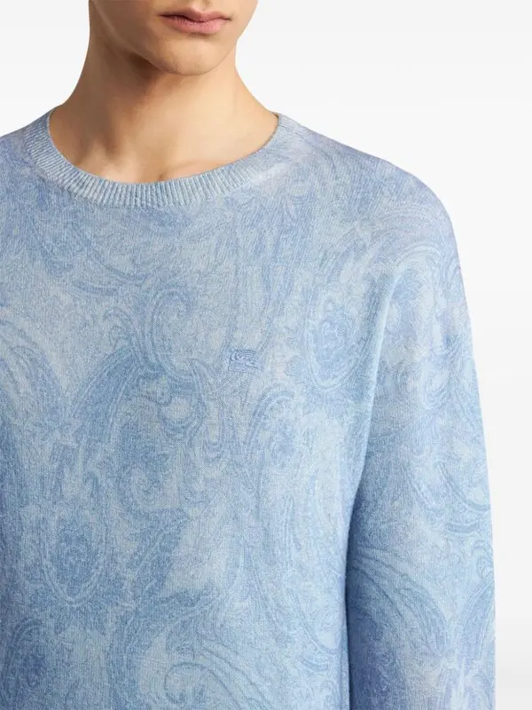 Etro Paisley Intarsia-knit Jumper - Blue