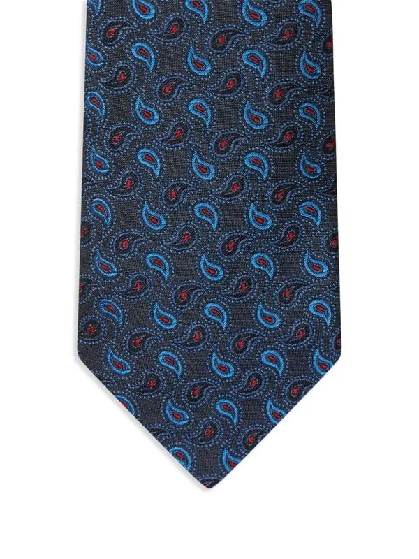 Etro Paisley-embroidered Silk Tie - Blue