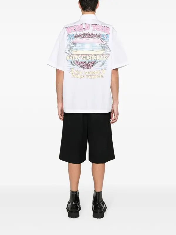 Givenchy Shirt In Poplin With World Tour Print