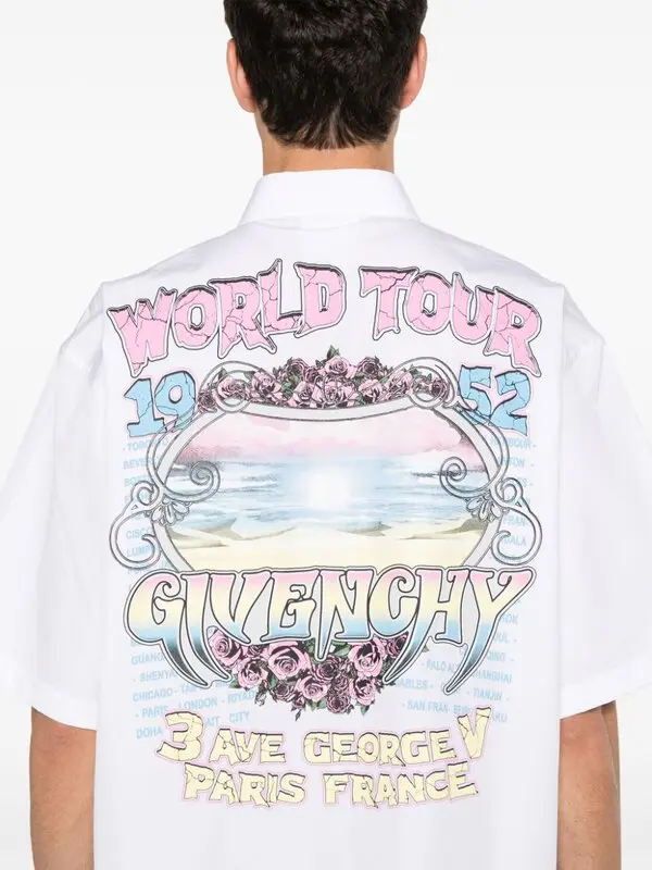 Givenchy Shirt In Poplin With World Tour Print